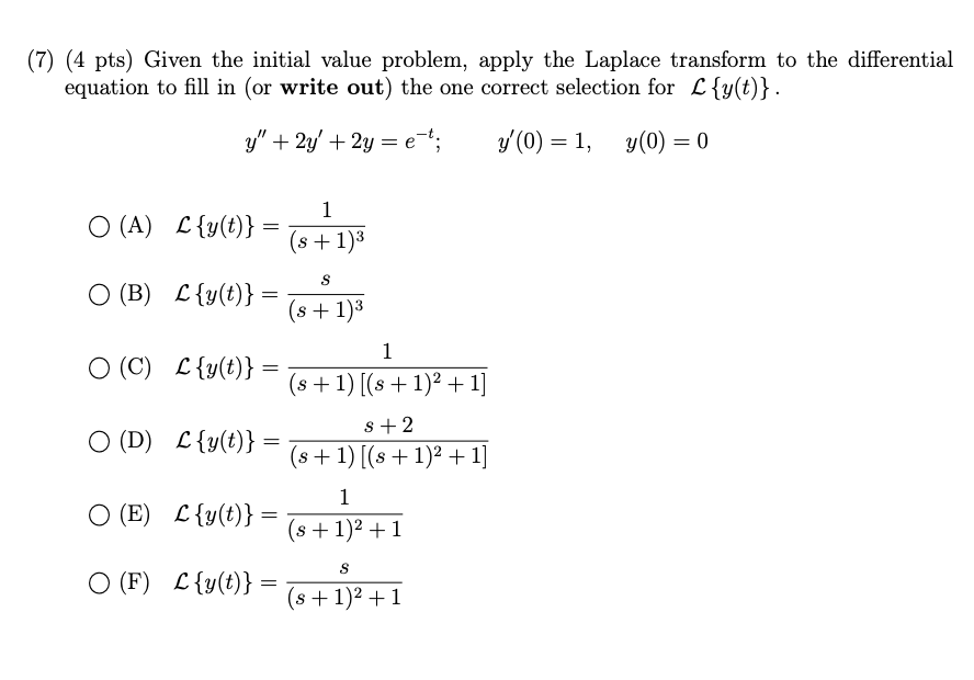 Solved (7) (4 pts) Given the initial value problem, apply | Chegg.com