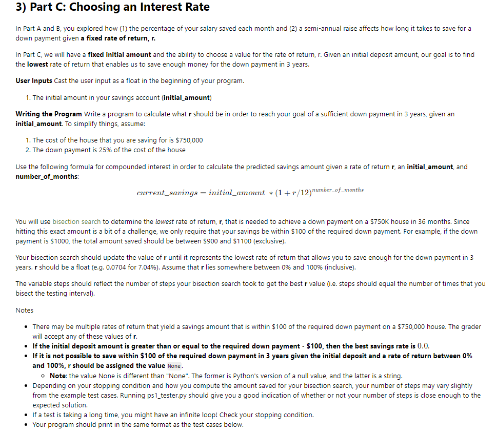 3) Part C: Choosing an Interest Rate In Part A and B, | Chegg.com