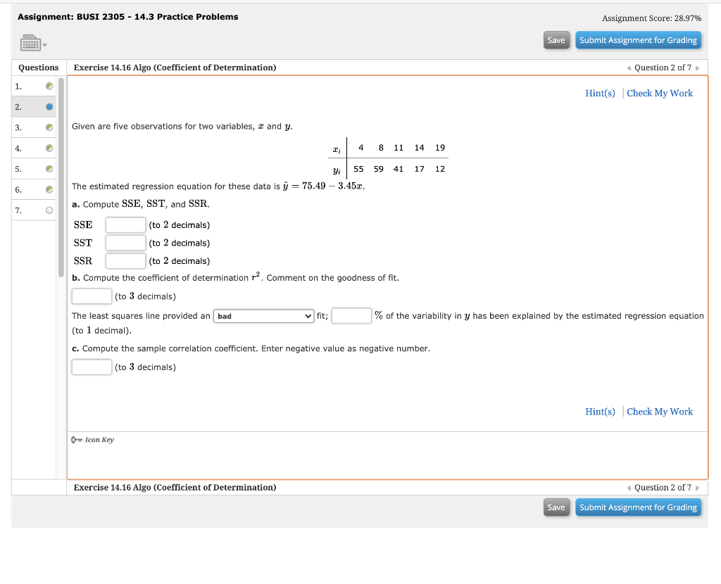 Solved Assignment: BUSI 2305 - 14.3 Practice Problems | Chegg.com