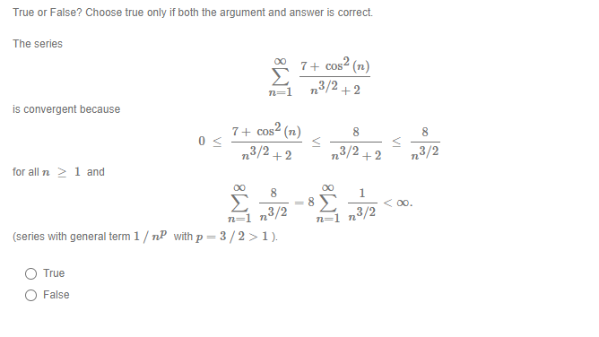 Solved True or False? Choose true only if both the argument | Chegg.com