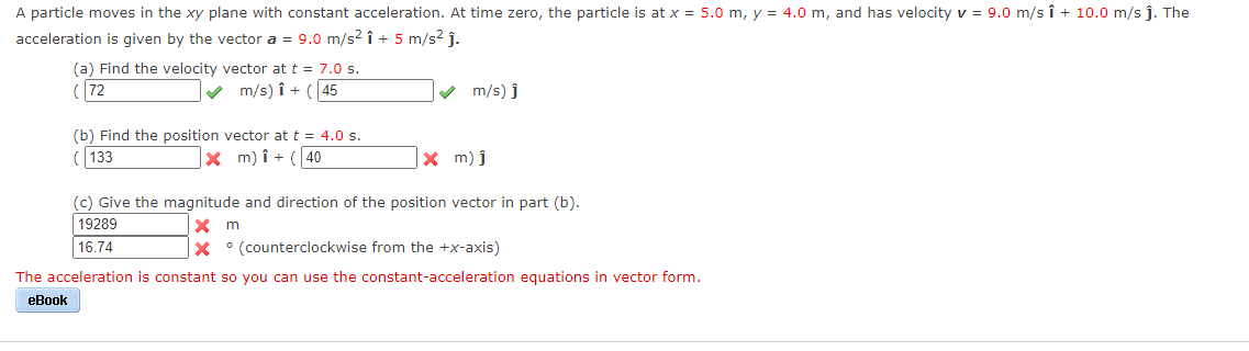 Solved A particle moves in the xy plane with constant | Chegg.com