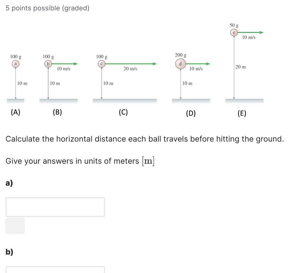Solved Calculate the horizontal distance each ball travels | Chegg.com