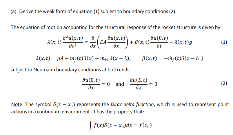 Solved (a) Derive the weak form of equation (1) subject to | Chegg.com