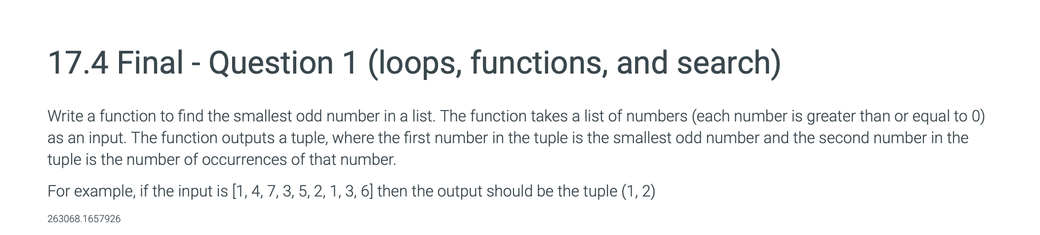 Solved Code: def find_the_smallest_odd_number(number_list): | Chegg.com