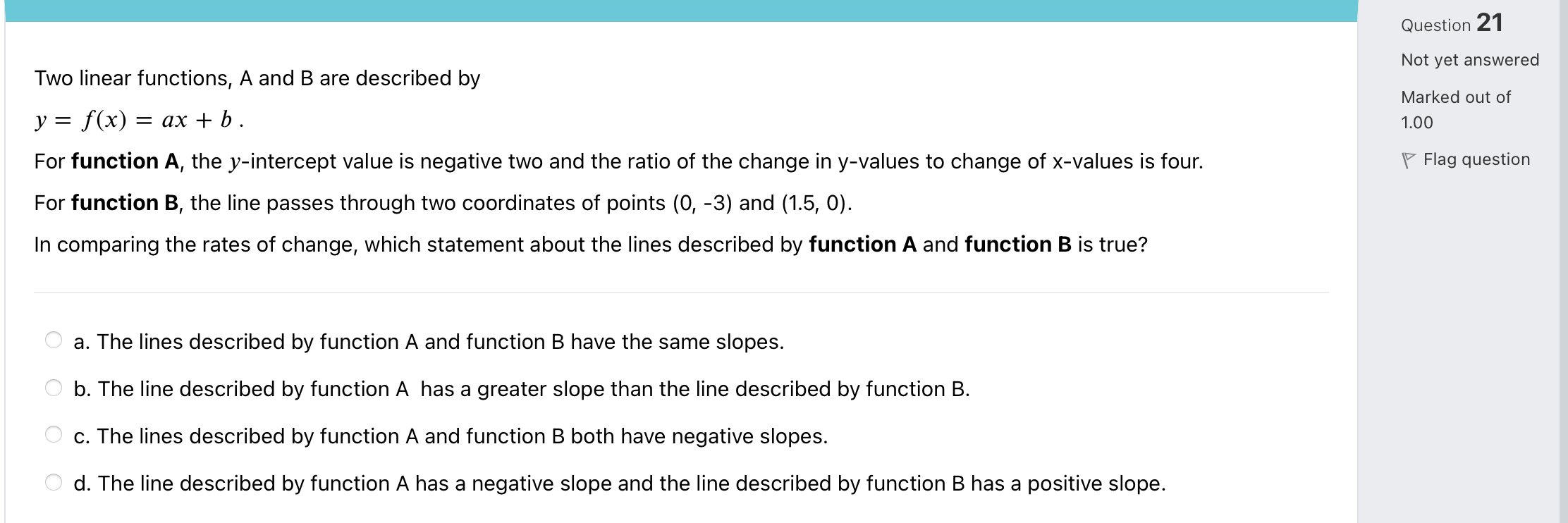 Solved Two linear functions, A and B are described by | Chegg.com