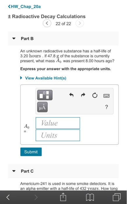 Solved HW_Chap_20a t Radioactive Decay Calculations 22 of 22 | Chegg.com