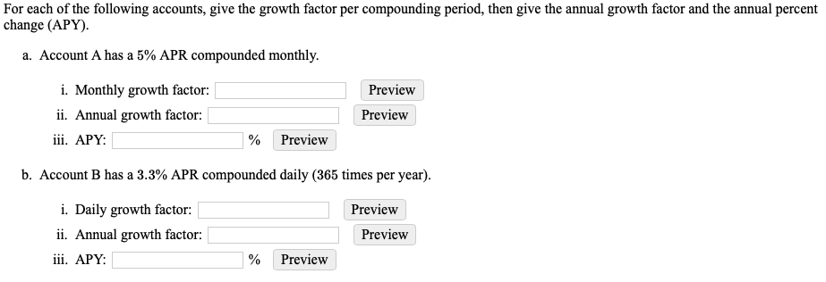 Solved For each of the following accounts, give the growth | Chegg.com