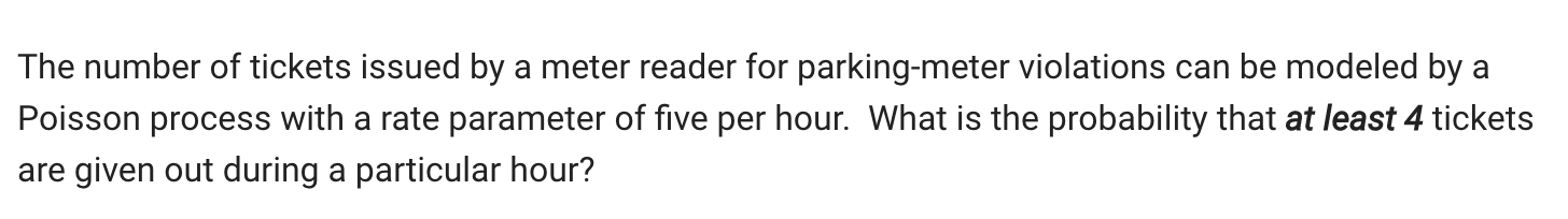 Solved The number of tickets issued by a meter reader for | Chegg.com