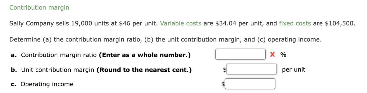 Solved Contribution marginSally Company sells 19,000 ﻿units | Chegg.com