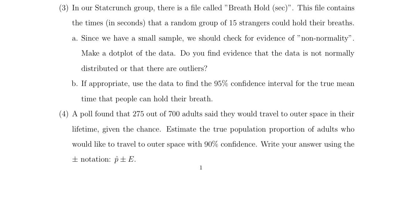 Solved (3) In our Statcrunch group, there is a file called | Chegg.com