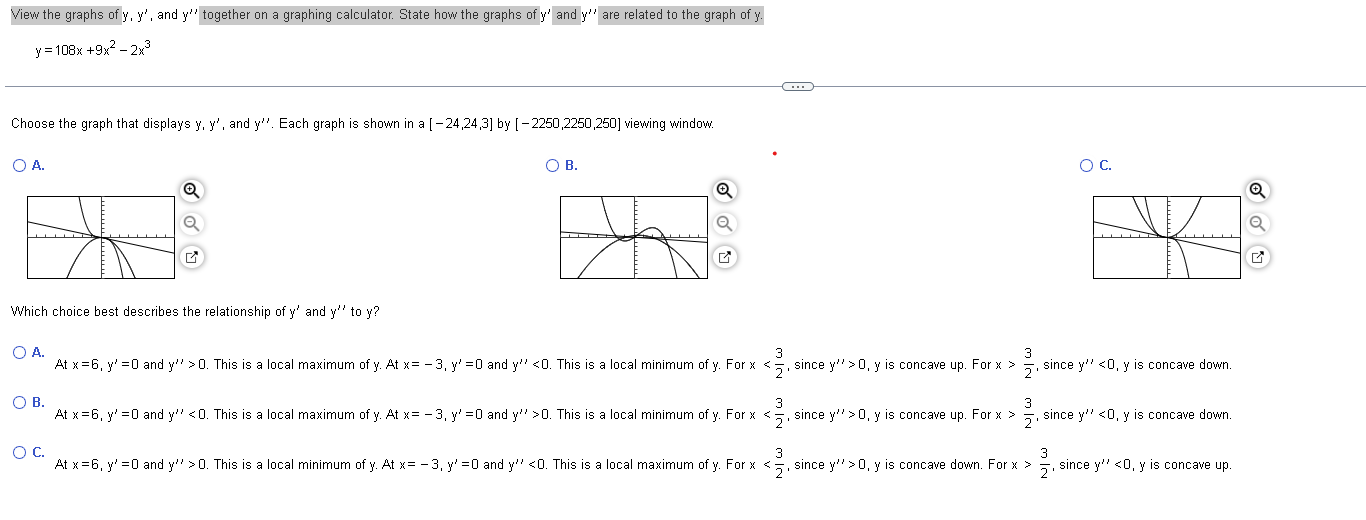 Solved View the graphs of y1y′, and y′′ together on a | Chegg.com