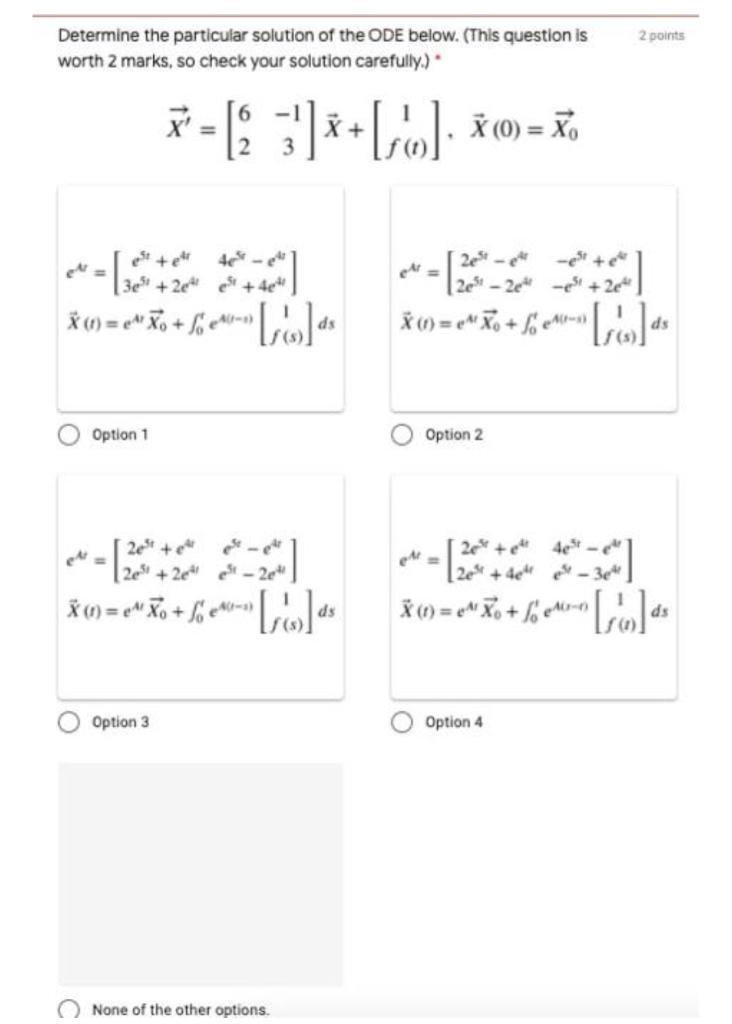 Solved 2 points Determine the particular solution of the ODE | Chegg.com