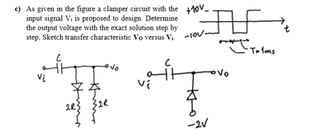 Solved +10V c) As given in the figure a clamper circuit with | Chegg.com