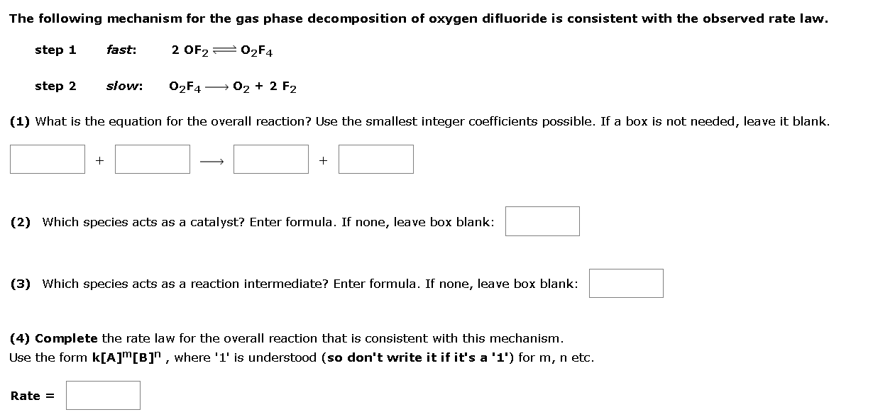 Solved The following mechanism for the gas phase | Chegg.com