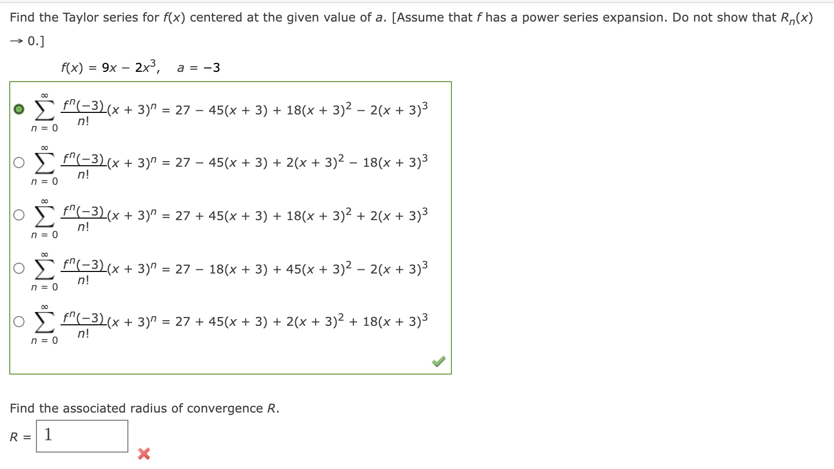 Solved Find the Taylor series for f(x) centered at the given | Chegg.com