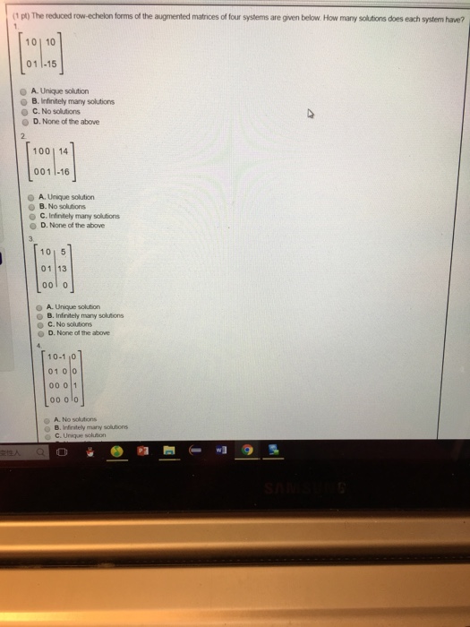 Solved (1p) The reduced row-echelon forms of the augmented | Chegg.com