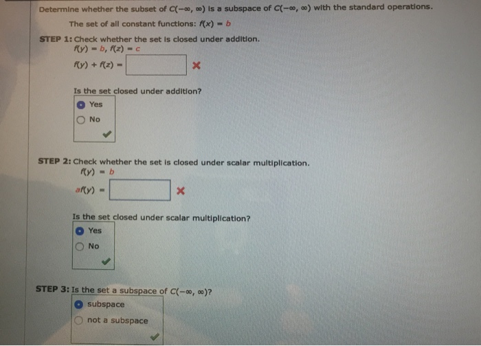 Solved Determine whether the subset of C(-oo, oo) Is a | Chegg.com