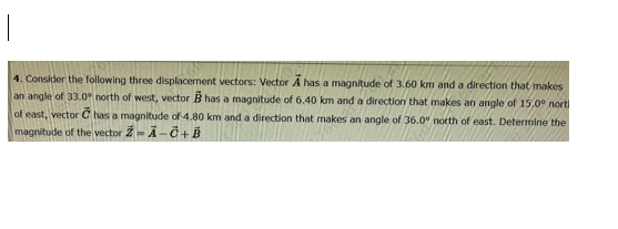 Solved 4. Consider the following three displacement vectors: | Chegg.com