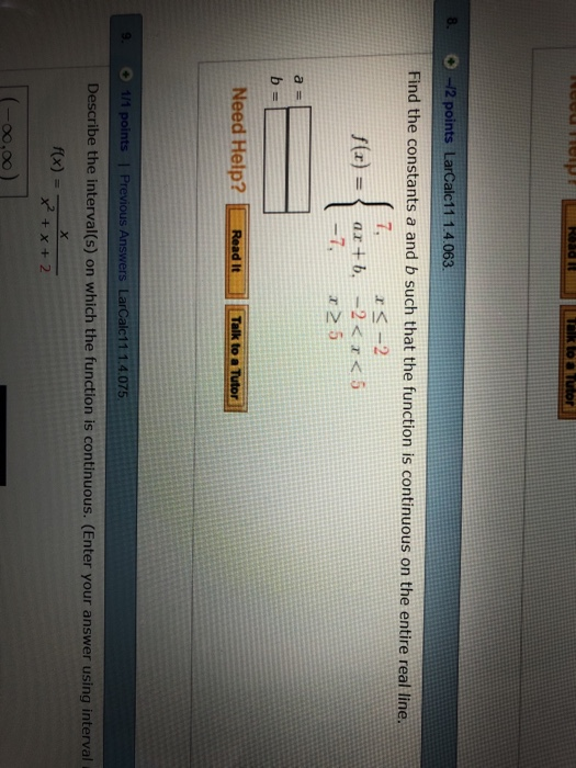 Solved 8. 2 points LarCalc1 1 1 4 063 Find the constants a | Chegg.com Solved 8. 2 points LarCalc1 1 1 4 063 Find the constants a | Chegg.com