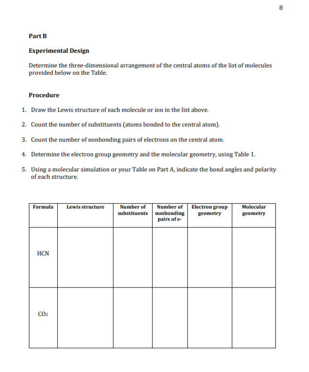 Solved 8 Part B Experimental Design Determine the | Chegg.com