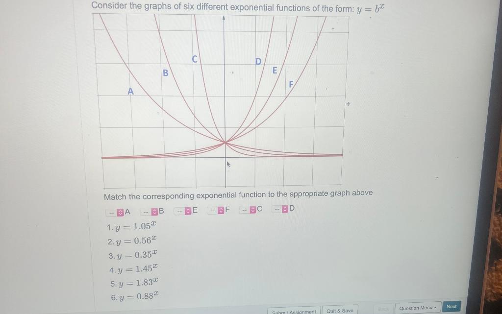 Solved Consider the graphs of six different exponential | Chegg.com