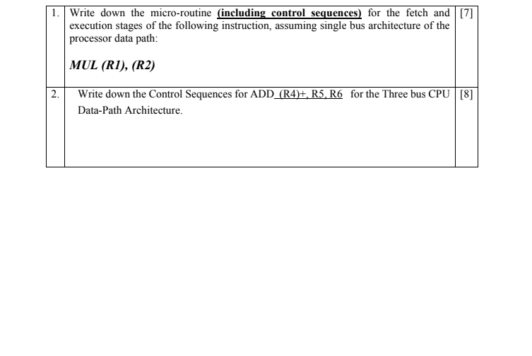 Solved 1. Write down the micro-routine (including control | Chegg.com