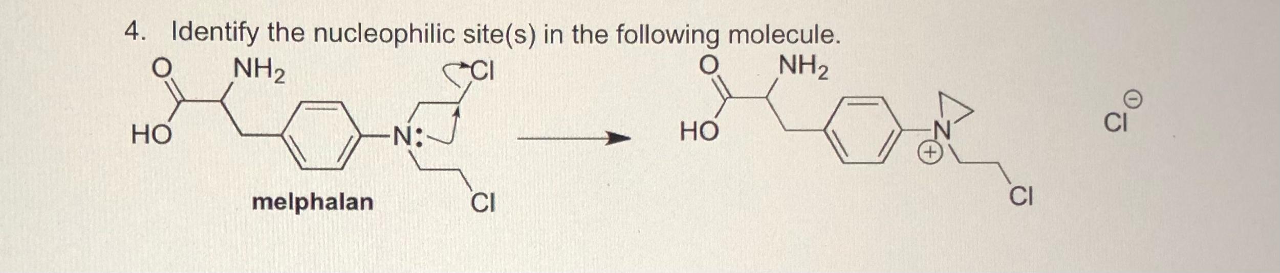 Solved 4. Identify the nucleophilic site(s) in the following | Chegg.com