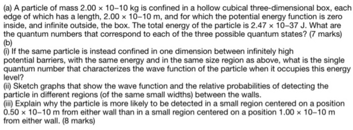 Solved (a) A particle of mass 2.00 x 10-10 kg is confined in | Chegg.com