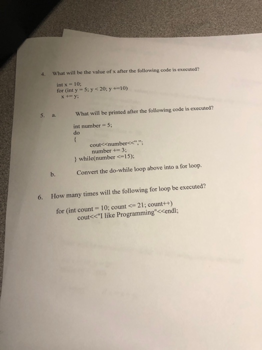 Solved 4. What will be the value of x after the following | Chegg.com