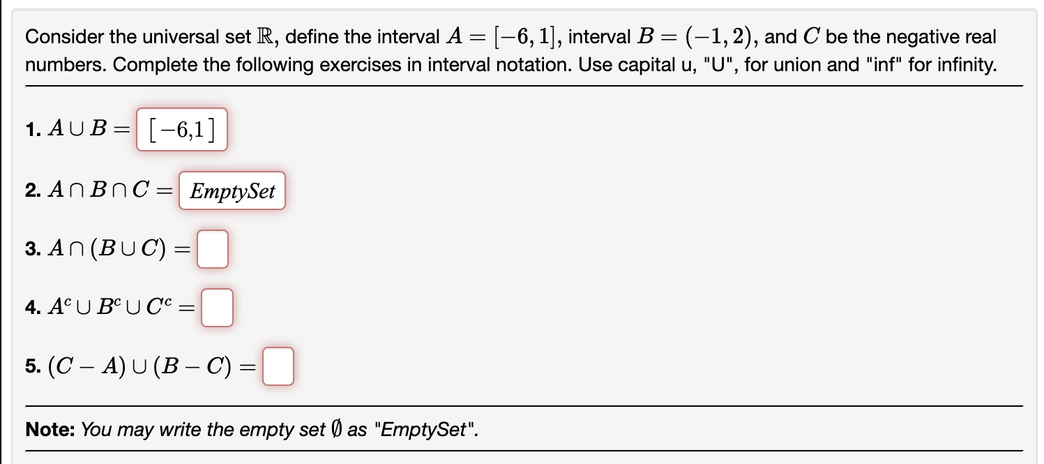 Solved Consider the universal set R, define the interval | Chegg.com