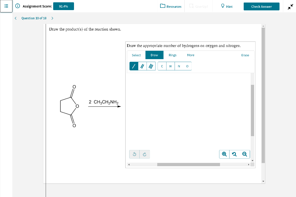 Solved Assignment Score: 92.4% Resources - Give Up? Hint | Chegg.com