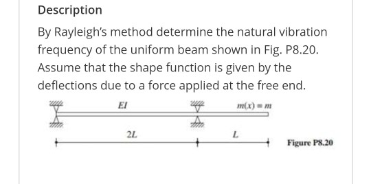 Solved Description By Rayleigh's method determine the | Chegg.com
