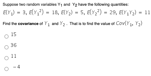 Solved Suppose two random variables Y1 and Y2 have the | Chegg.com