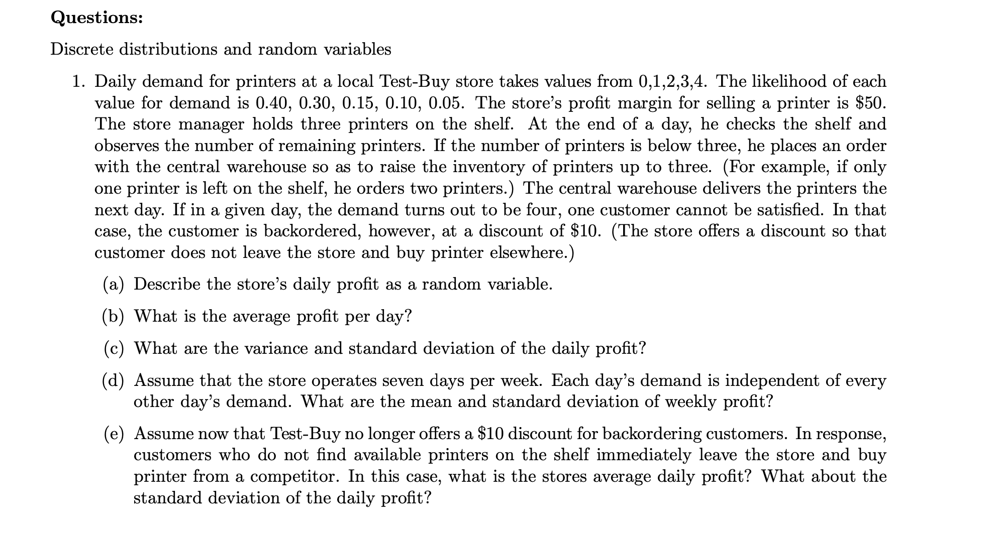 Solved Discrete Distributions And Random Variables 1 Daily