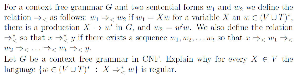 = For a context free grammar G and two sentential | Chegg.com