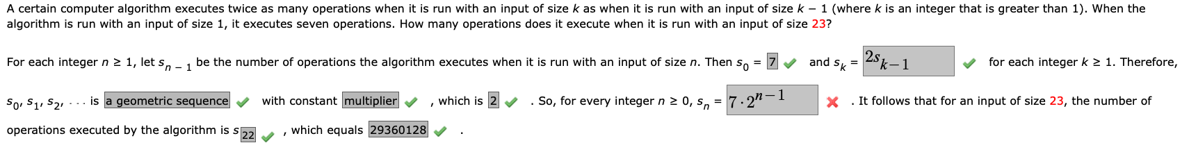 Solved Algorithm Is Run With An Input Of Size 1 It