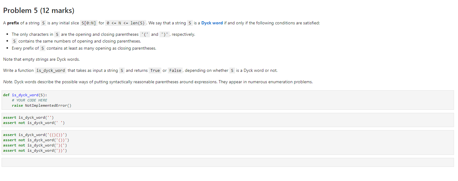 Solved Problem 5 (12 marks) A prefix of a string S is any | Chegg.com