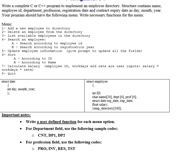 Write A Complete C Or C Program To Implement An 
