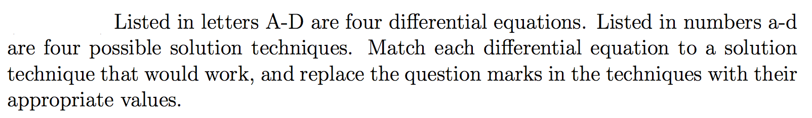 Solved Listed in letters A-D are four differential | Chegg.com