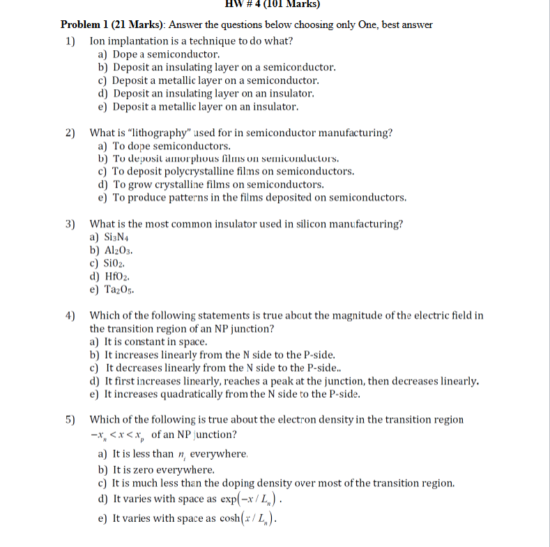 Solved HW # 4 (101 ﻿Marks)Problem 1 (21 ﻿Marks): Answer the | Chegg.com