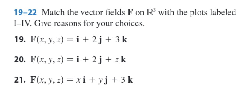 Solved 19-22 Match the vector fields F on R3 with the plots | Chegg.com