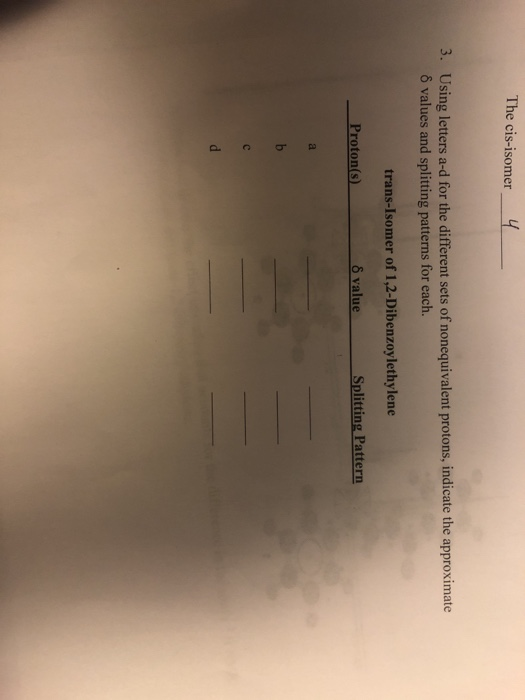 Solved The cis-isomer Using letters a-d for the different | Chegg.com