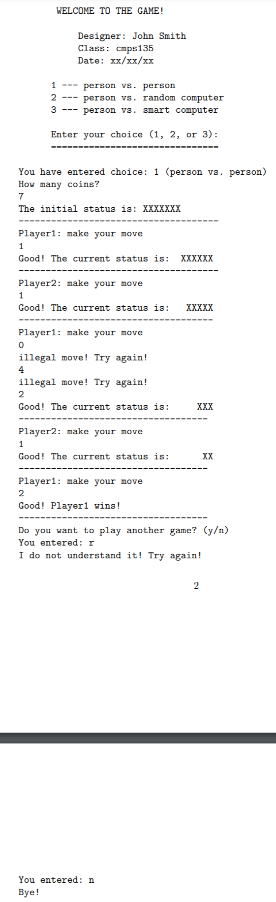 Solved Problem: Write a Java program to simulate the playing | Chegg.com