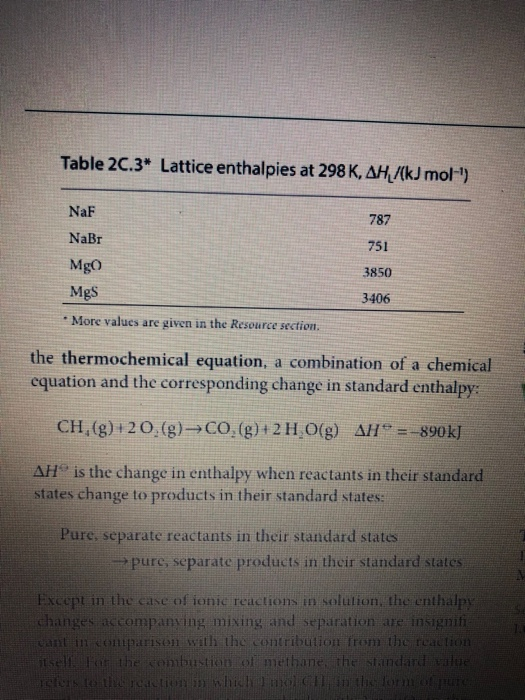 enthalpy of 2C 8ta) From the data in Tables 2C.2 and | Chegg.com