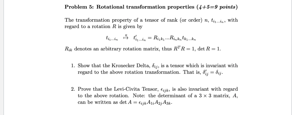 Solved Problem 5: Rotational transformation properties | Chegg.com