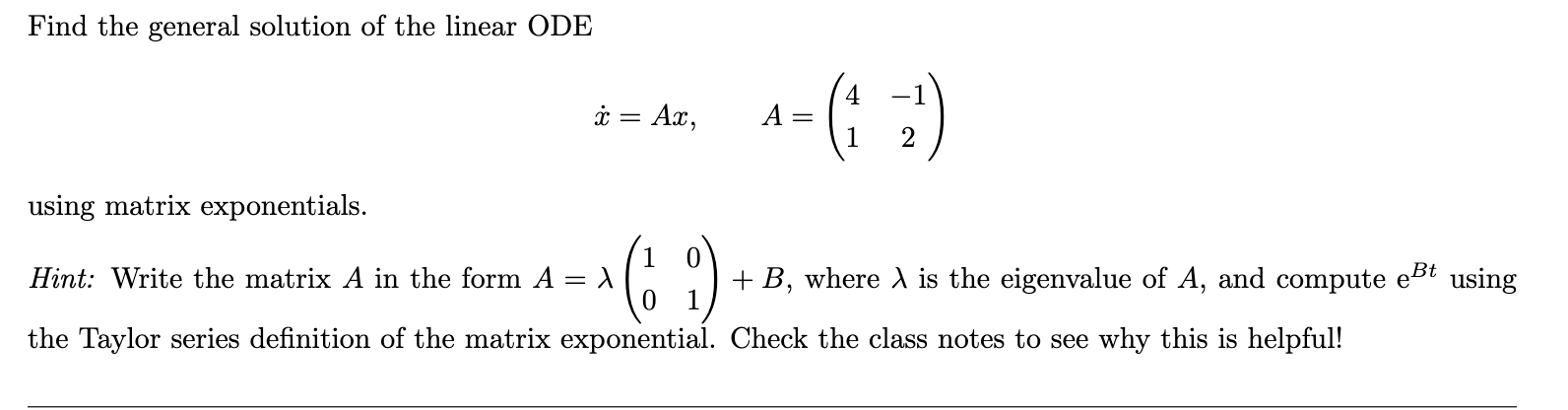 Solved Find the general solution of the linear | Chegg.com