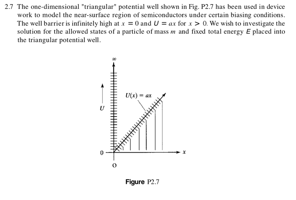 Solved 2.7 The one-dimensional "triangular" potential well | Chegg.com