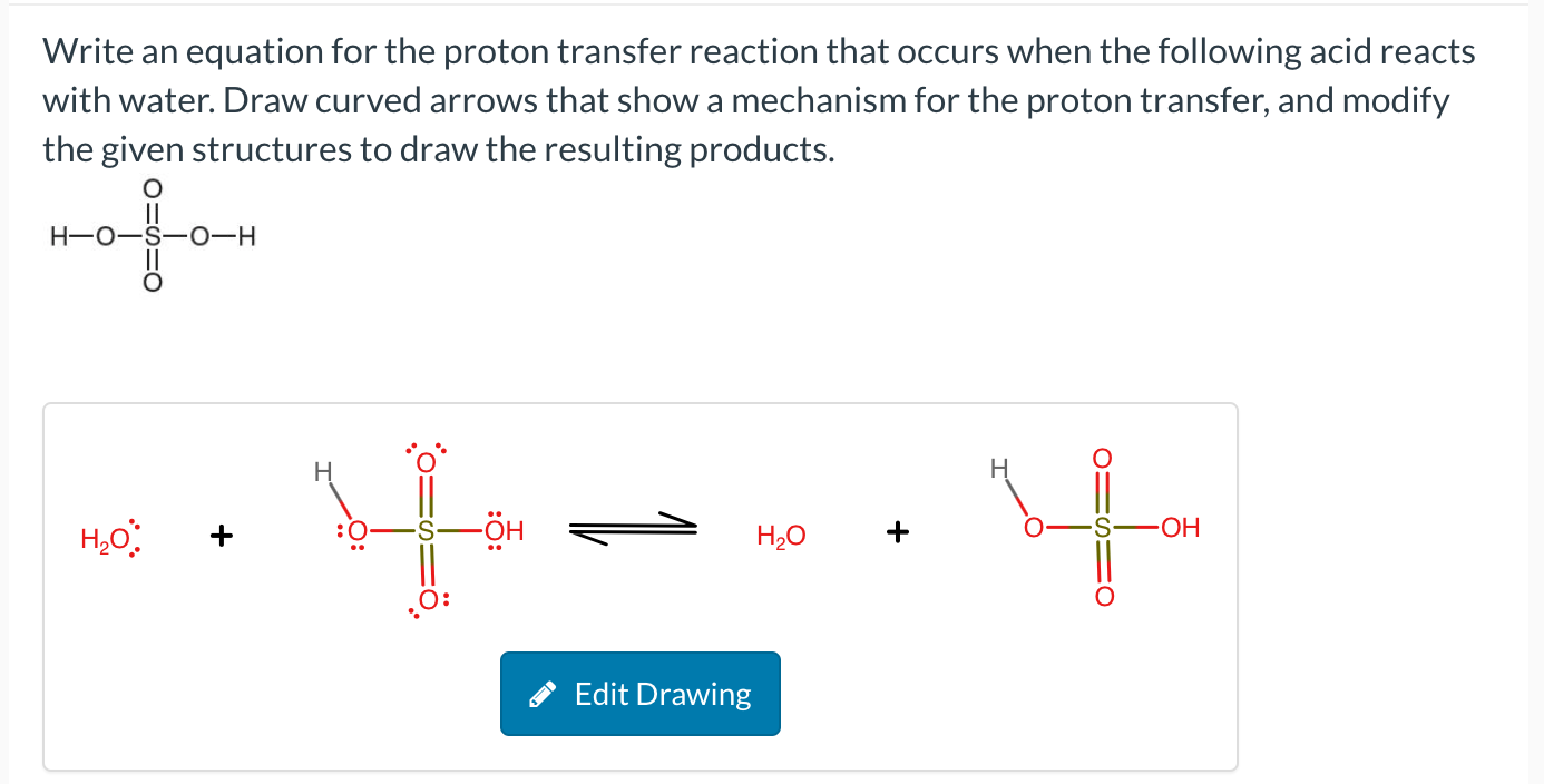 Solved Write An Equation For The Proton Transfer Reaction
