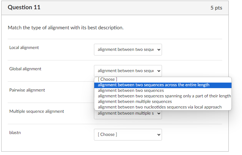 Solved Match the type of alignment with its best | Chegg.com