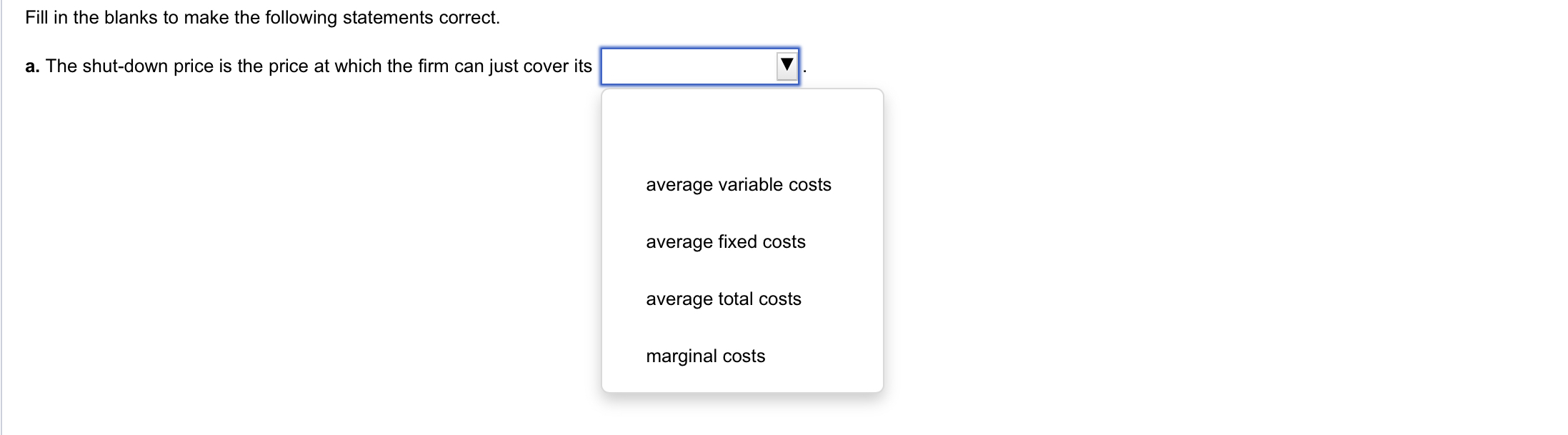 Solved Fill in the blanks to make the following statements | Chegg.com